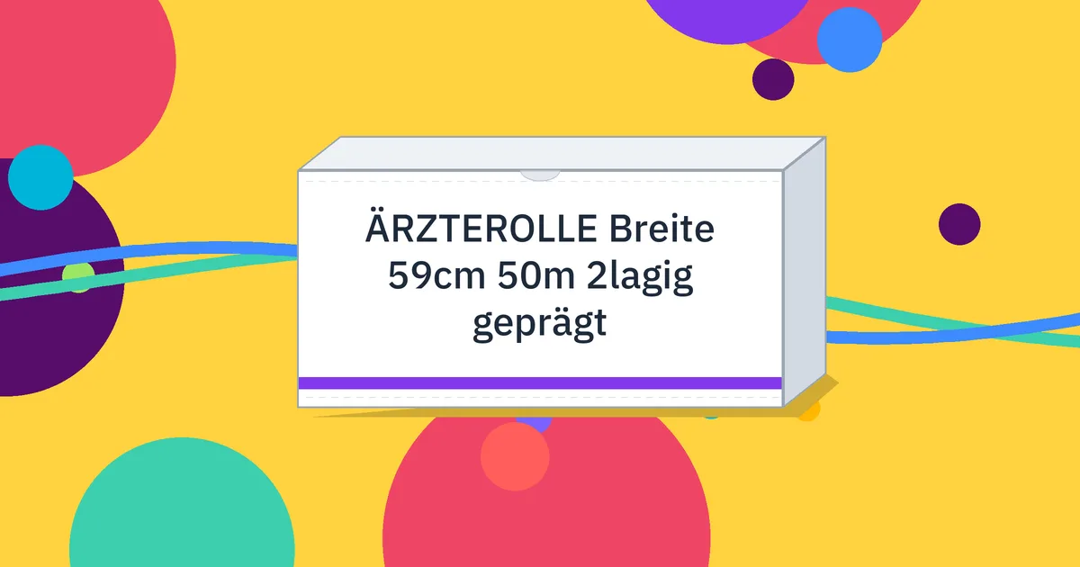 Symbolbild: Packung mit der Aufschrift ÄRZTEROLLE Breite 59cm 50m 2lagig geprägt (PZN 09102357) – Verfügbarkeit und Bezug in Apotheken in Frankfurt am Main