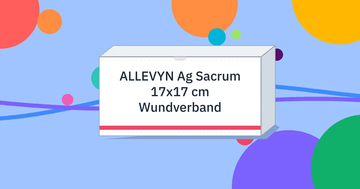 Symbolbild: Packung mit der Aufschrift ALLEVYN Ag Sacrum 17x17 cm Wundverband (PZN 17422490) – Verfügbarkeit und Bezug in Apotheken in Frankfurt am Main