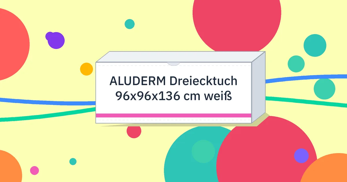 Symbolbild: Packung mit der Aufschrift ALUDERM Dreiecktuch 96x96x136 cm weiß (PZN 19772811) – Verfügbarkeit und Bezug in Apotheken in Frankfurt am Main