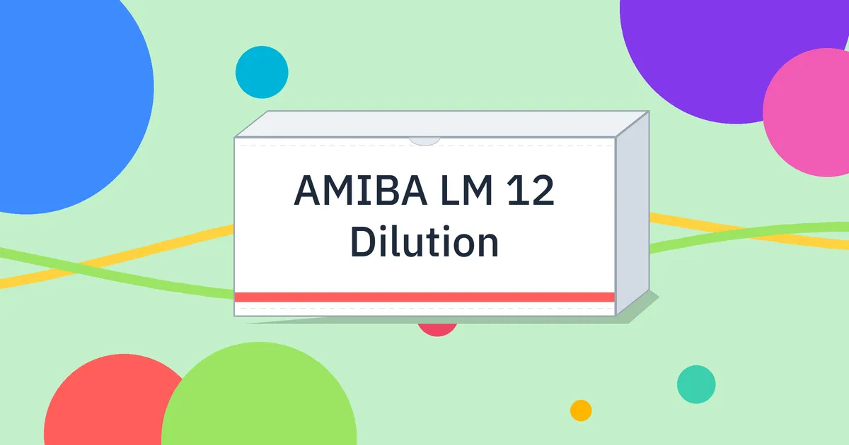 Symbolbild: Packung mit der Aufschrift AMIBA LM 12 Dilution (PZN 13318531) – Verfügbarkeit und Bezug in Apotheken in Frankfurt am Main
