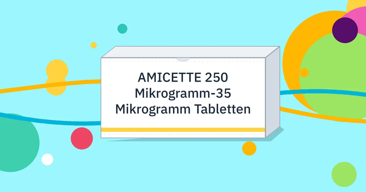Symbolbild: Packung mit der Aufschrift AMICETTE 250 Mikrogramm-35 Mikrogramm Tabletten (PZN 03192081) – Verfügbarkeit und Bezug in Apotheken in Frankfurt am Main