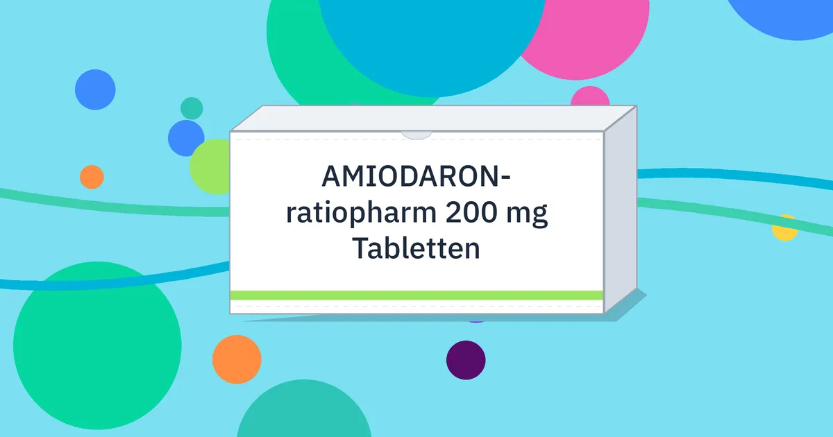 Symbolbild: Packung mit der Aufschrift AMIODARON-ratiopharm 200 mg Tabletten (PZN 00987472) – Verfügbarkeit und Bezug in Apotheken in Frankfurt am Main