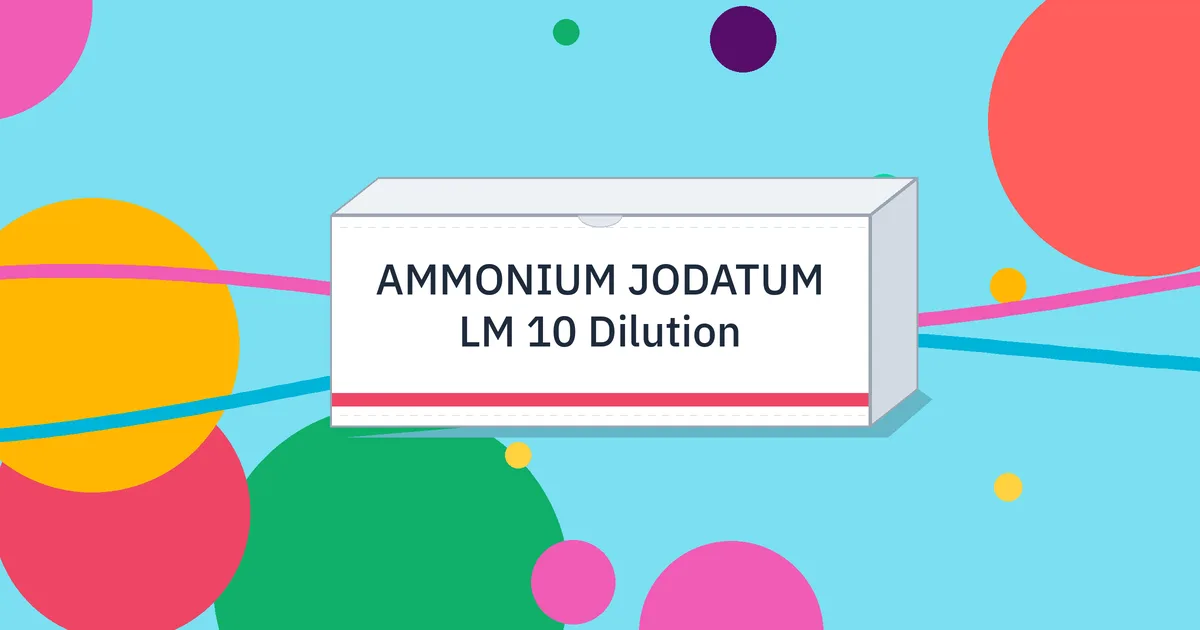 Symbolbild: Packung mit der Aufschrift AMMONIUM JODATUM LM 10 Dilution (PZN 13321303) – Verfügbarkeit und Bezug in Apotheken in Frankfurt am Main