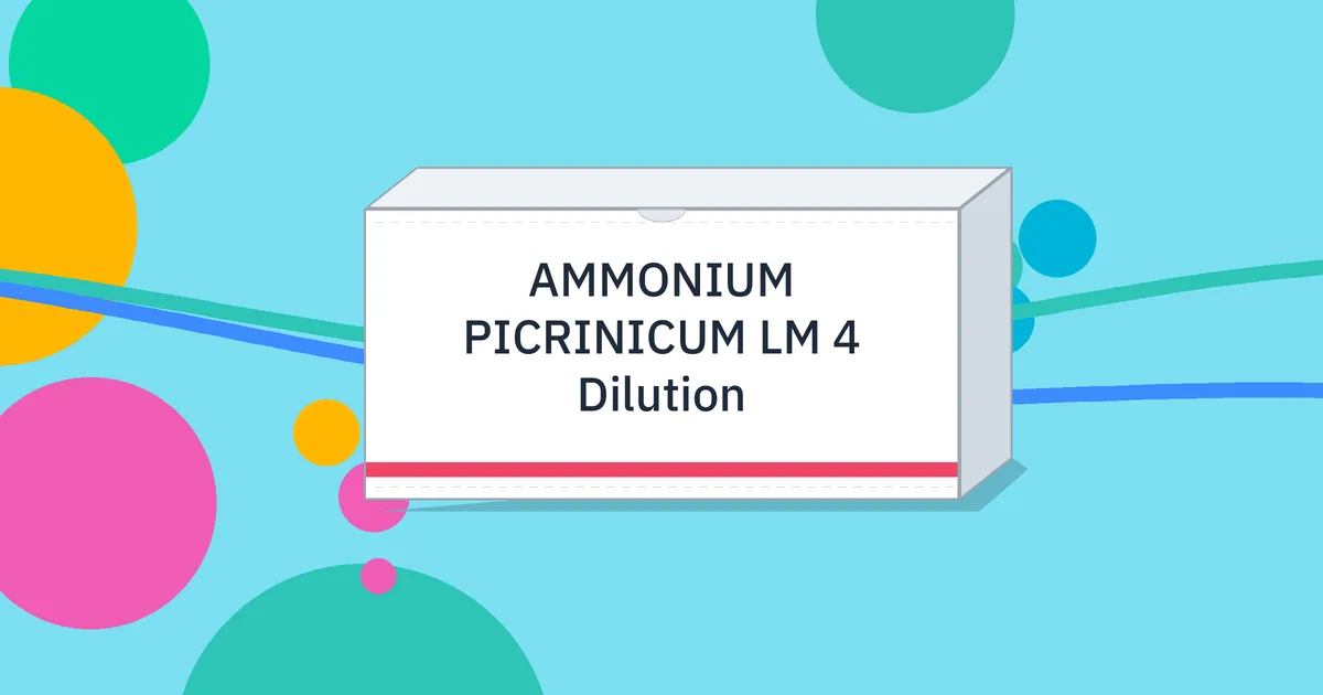 Symbolbild: Packung mit der Aufschrift AMMONIUM PICRINICUM LM 4 Dilution (PZN 13322627) – Verfügbarkeit und Bezug in Apotheken in Frankfurt am Main