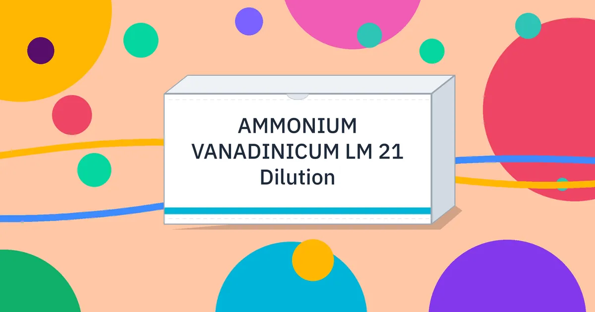 Symbolbild: Packung mit der Aufschrift AMMONIUM VANADINICUM LM 21 Dilution (PZN 13324253) – Verfügbarkeit und Bezug in Apotheken in Frankfurt am Main