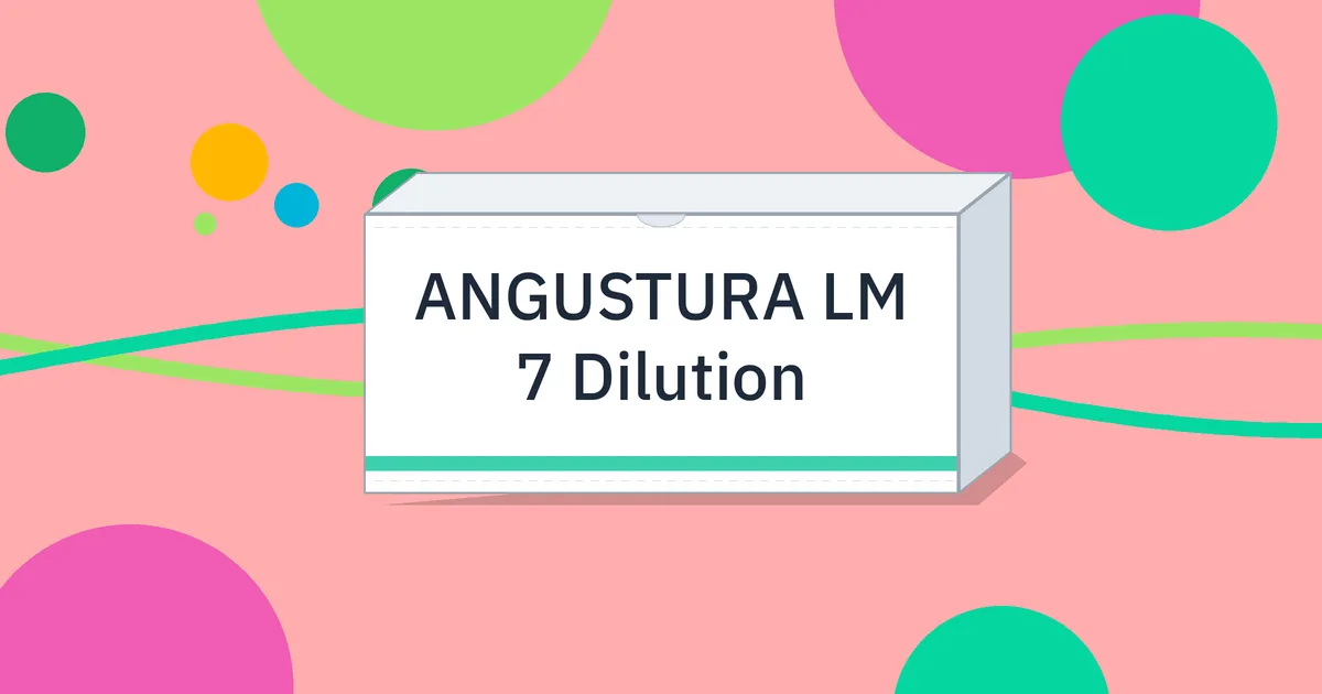 Symbolbild: Packung mit der Aufschrift ANGUSTURA LM 7 Dilution (PZN 13368380) – Verfügbarkeit und Bezug in Apotheken in Frankfurt am Main