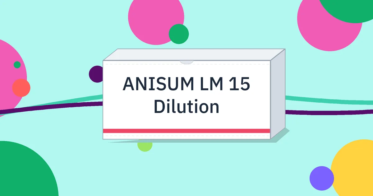 Symbolbild: Packung mit der Aufschrift ANISUM LM 15 Dilution (PZN 12762904) – Verfügbarkeit und Bezug in Apotheken in Frankfurt am Main