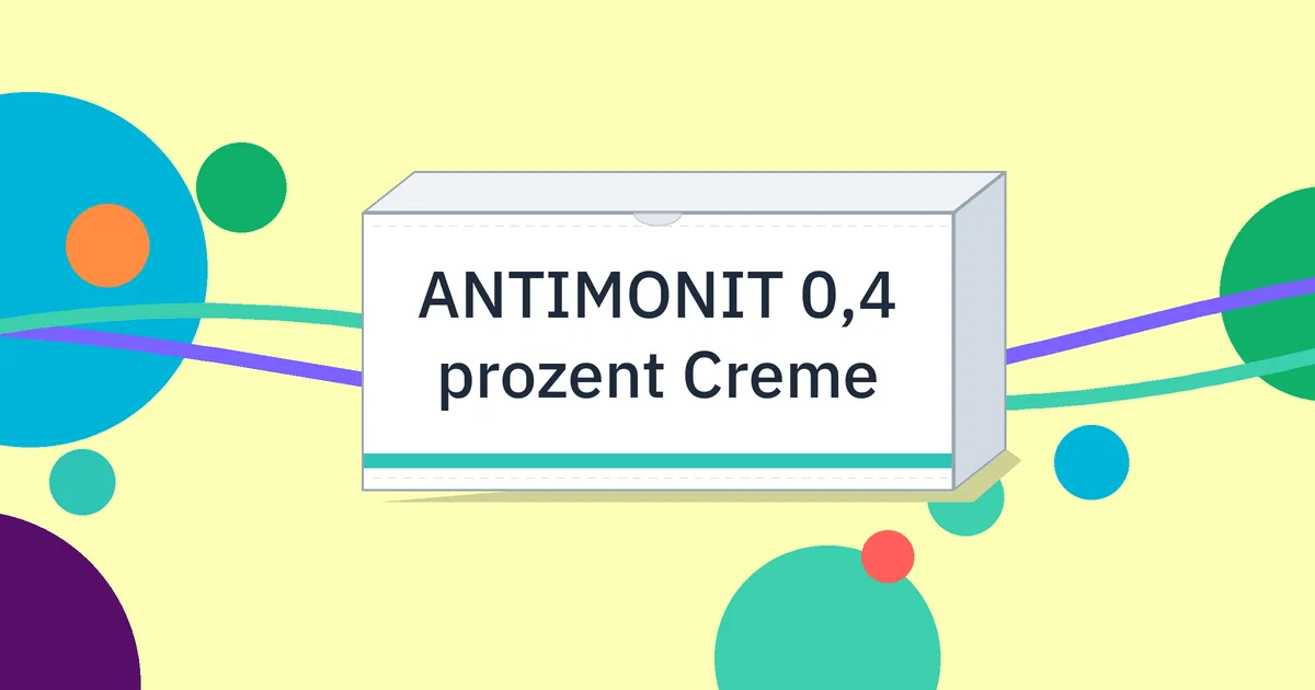 Symbolbild: Packung mit der Aufschrift ANTIMONIT 0,4  prozent Creme (PZN 06698065) – Verfügbarkeit und Bezug in Apotheken in Frankfurt am Main