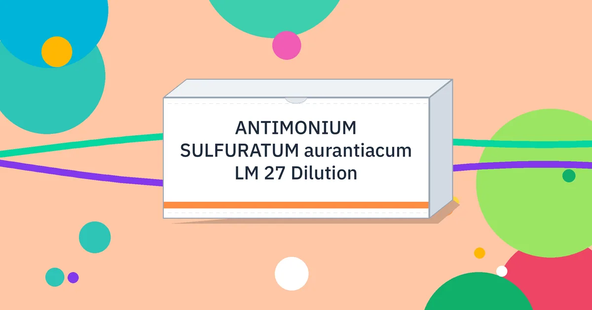 Symbolbild: Packung mit der Aufschrift ANTIMONIUM SULFURATUM aurantiacum LM 27 Dilution (PZN 13375724) – Verfügbarkeit und Bezug in Apotheken in Frankfurt am Main
