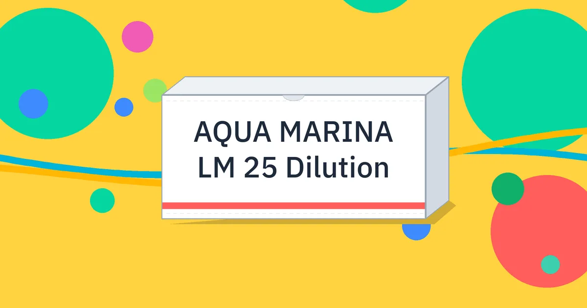 Symbolbild: Packung mit der Aufschrift AQUA MARINA LM 25 Dilution (PZN 12765647) – Verfügbarkeit und Bezug in Apotheken in Frankfurt am Main