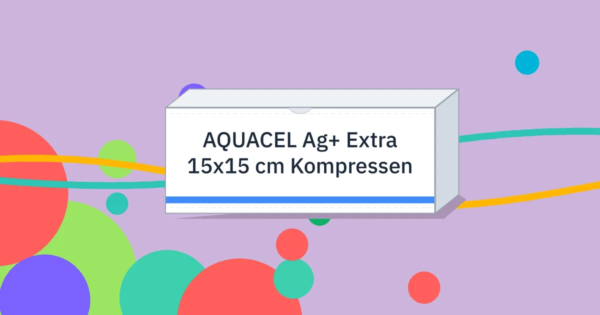 Symbolbild: Packung mit der Aufschrift AQUACEL Ag+ Extra 15x15 cm Kompressen (PZN 14413622) – Verfügbarkeit und Bezug in Apotheken in Frankfurt am Main