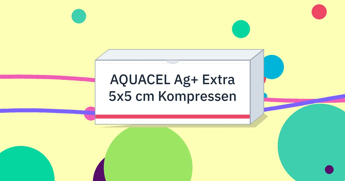 Symbolbild: Packung mit der Aufschrift AQUACEL Ag+ Extra 5x5 cm Kompressen (PZN 11374519) – Verfügbarkeit und Bezug in Apotheken in Frankfurt am Main