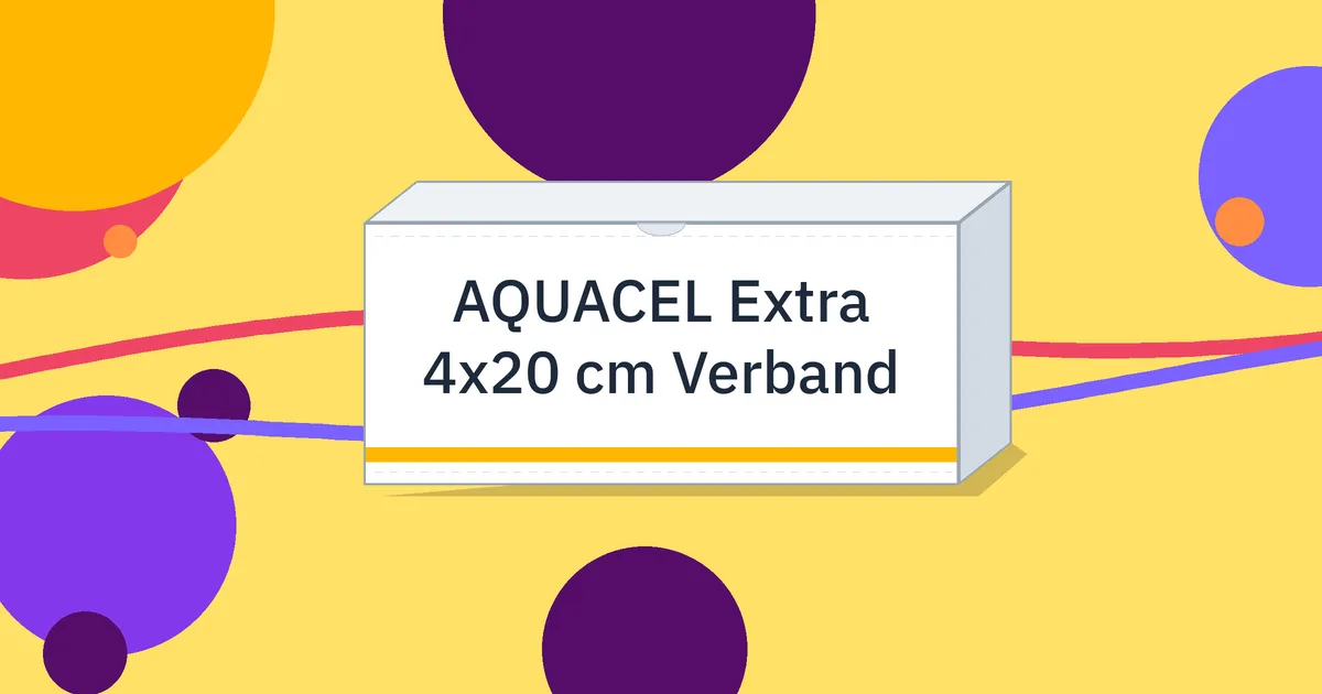 Symbolbild: Packung mit der Aufschrift AQUACEL Extra 4x20 cm Verband (PZN 10523874) – Verfügbarkeit und Bezug in Apotheken in Frankfurt am Main