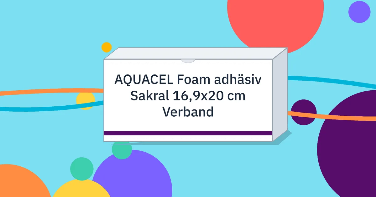 Symbolbild: Packung mit der Aufschrift AQUACEL Foam adhäsiv Sakral 16,9x20 cm Verband (PZN 09060593) – Verfügbarkeit und Bezug in Apotheken in Frankfurt am Main