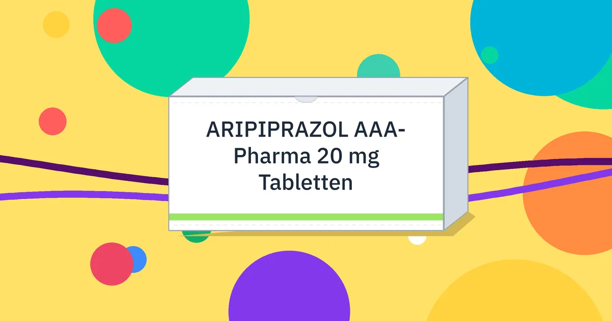 Symbolbild: Packung mit der Aufschrift ARIPIPRAZOL AAA-Pharma 20 mg Tabletten (PZN 18300234) – Verfügbarkeit und Bezug in Apotheken in Frankfurt am Main