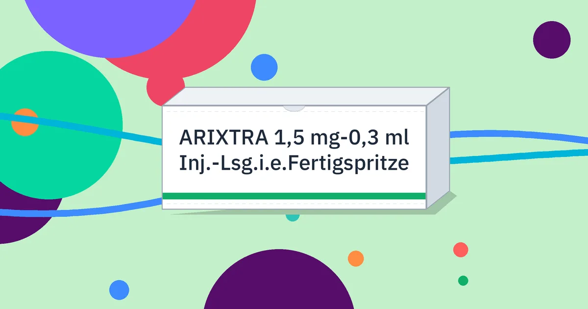 Symbolbild: Packung mit der Aufschrift ARIXTRA 1,5 mg-0,3 ml Inj.-Lsg.i.e.Fertigspritze (PZN 17538755) – Verfügbarkeit und Bezug in Apotheken in Frankfurt am Main