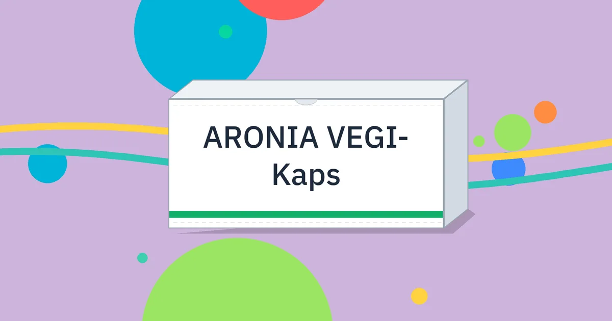 Symbolbild: Packung mit der Aufschrift ARONIA VEGI-Kaps (PZN 10382787) – Verfügbarkeit und Bezug in Apotheken in Frankfurt am Main