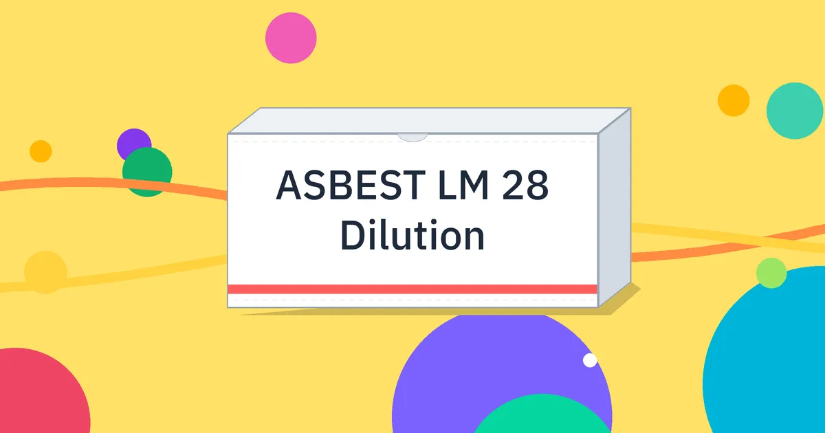 Symbolbild: Packung mit der Aufschrift ASBEST LM 28 Dilution (PZN 13398665) – Verfügbarkeit und Bezug in Apotheken in Frankfurt am Main