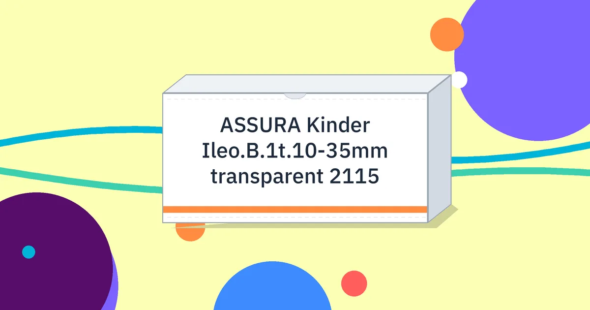 Symbolbild: Packung mit der Aufschrift ASSURA Kinder Ileo.B.1t.10-35mm transparent 2115 (PZN 03982498) – Verfügbarkeit und Bezug in Apotheken in Frankfurt am Main