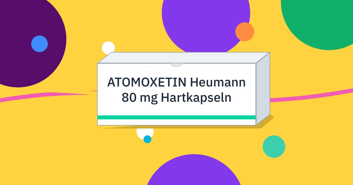Symbolbild: Packung mit der Aufschrift ATOMOXETIN Heumann 80 mg Hartkapseln (PZN 18093019) – Verfügbarkeit und Bezug in Apotheken in Frankfurt am Main