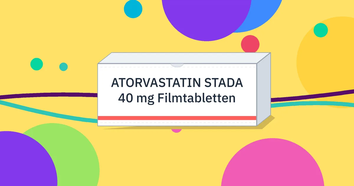Symbolbild: Packung mit der Aufschrift ATORVASTATIN STADA 40 mg Filmtabletten (PZN 09231480) – Verfügbarkeit und Bezug in Apotheken in Frankfurt am Main