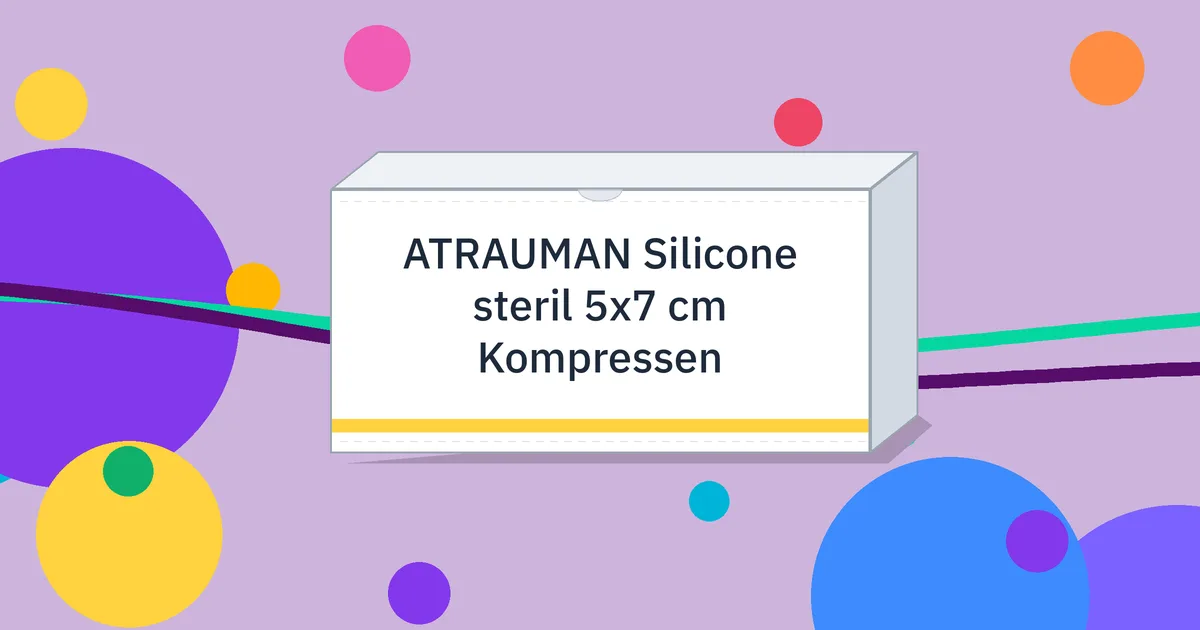 Symbolbild: Packung mit der Aufschrift ATRAUMAN Silicone steril 5x7 cm Kompressen (PZN 17282801) – Verfügbarkeit und Bezug in Apotheken in Frankfurt am Main