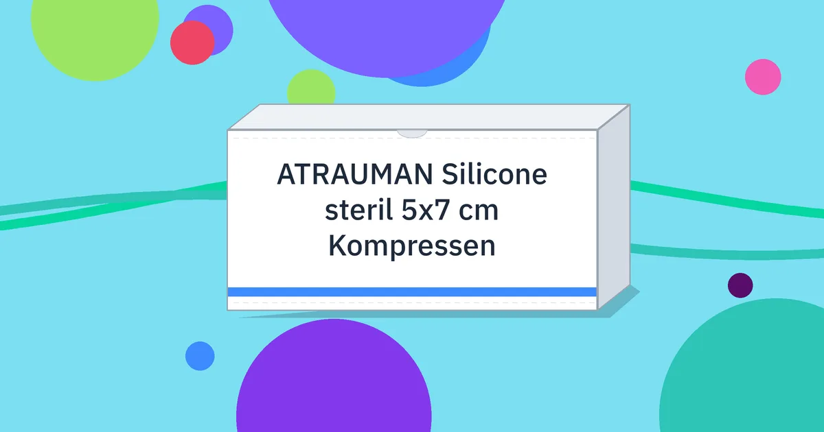 Symbolbild: Packung mit der Aufschrift ATRAUMAN Silicone steril 5x7 cm Kompressen (PZN 18124820) – Verfügbarkeit und Bezug in Apotheken in Frankfurt am Main