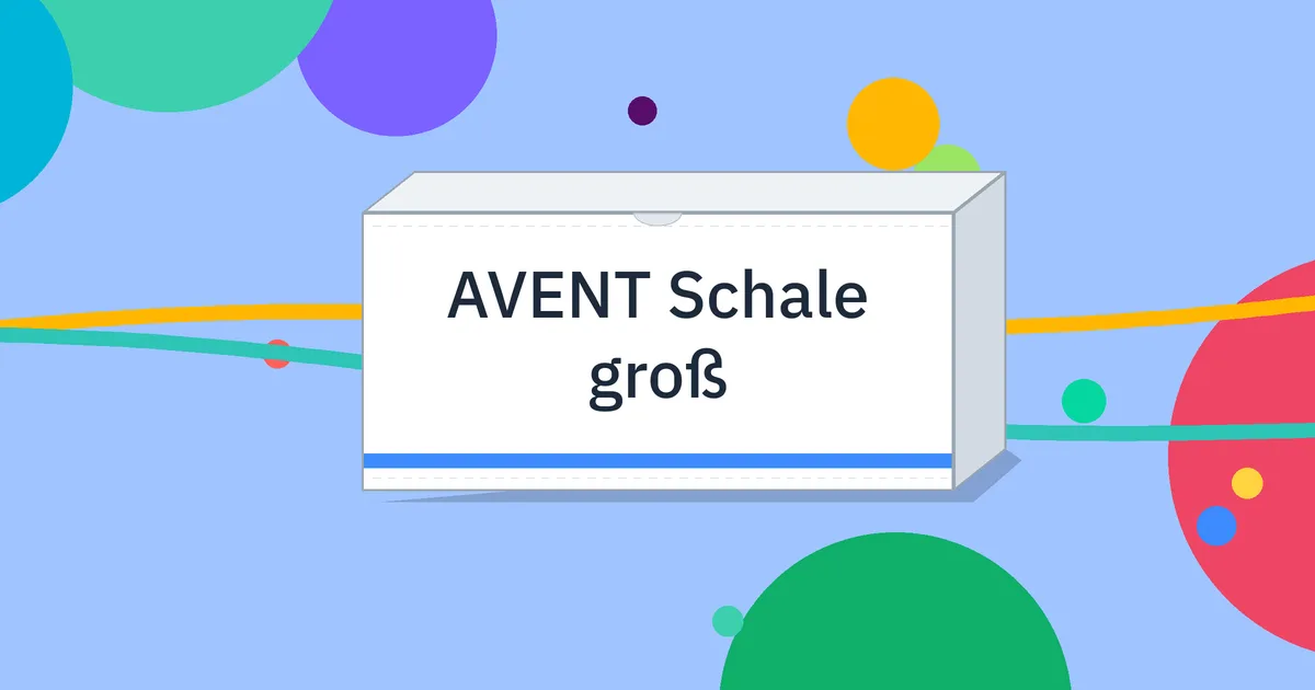 Symbolbild: Packung mit der Aufschrift AVENT Schale groß (PZN 06106113) – Verfügbarkeit und Bezug in Apotheken in Frankfurt am Main