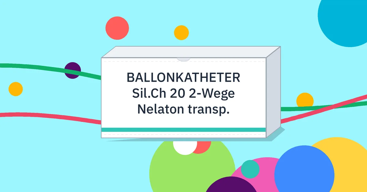 Symbolbild: Packung mit der Aufschrift BALLONKATHETER Sil.Ch 20 2-Wege Nelaton transp. (PZN 14350749) – Verfügbarkeit und Bezug in Apotheken in Frankfurt am Main