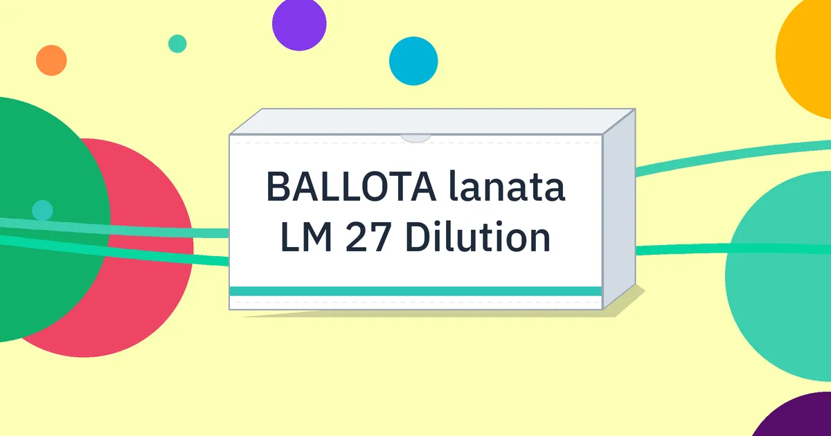 Symbolbild: Packung mit der Aufschrift BALLOTA lanata LM 27 Dilution (PZN 13374311) – Verfügbarkeit und Bezug in Apotheken in Frankfurt am Main