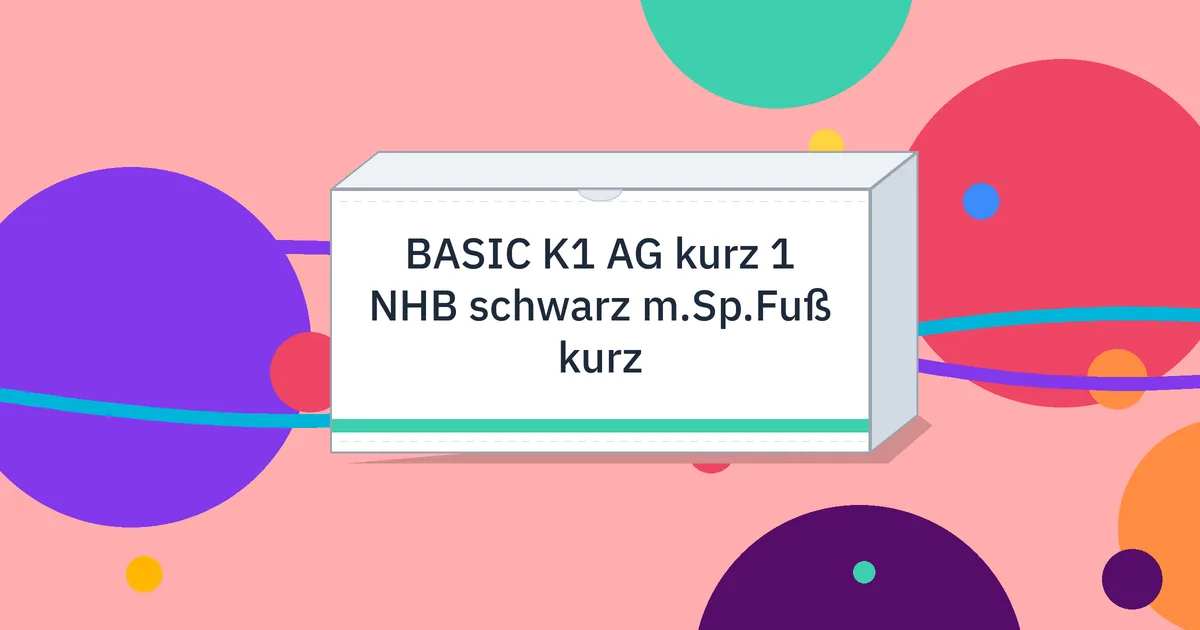 Symbolbild: Packung mit der Aufschrift BASIC K1 AG kurz 1 NHB schwarz m.Sp.Fuß kurz (PZN 20259510) – Verfügbarkeit und Bezug in Apotheken in Frankfurt am Main