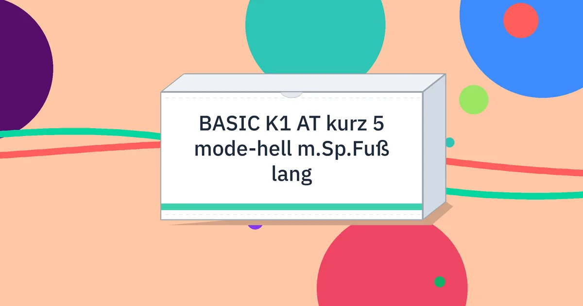Symbolbild: Packung mit der Aufschrift BASIC K1 AT kurz 5 mode-hell m.Sp.Fuß lang (PZN 20263090) – Verfügbarkeit und Bezug in Apotheken in Frankfurt am Main