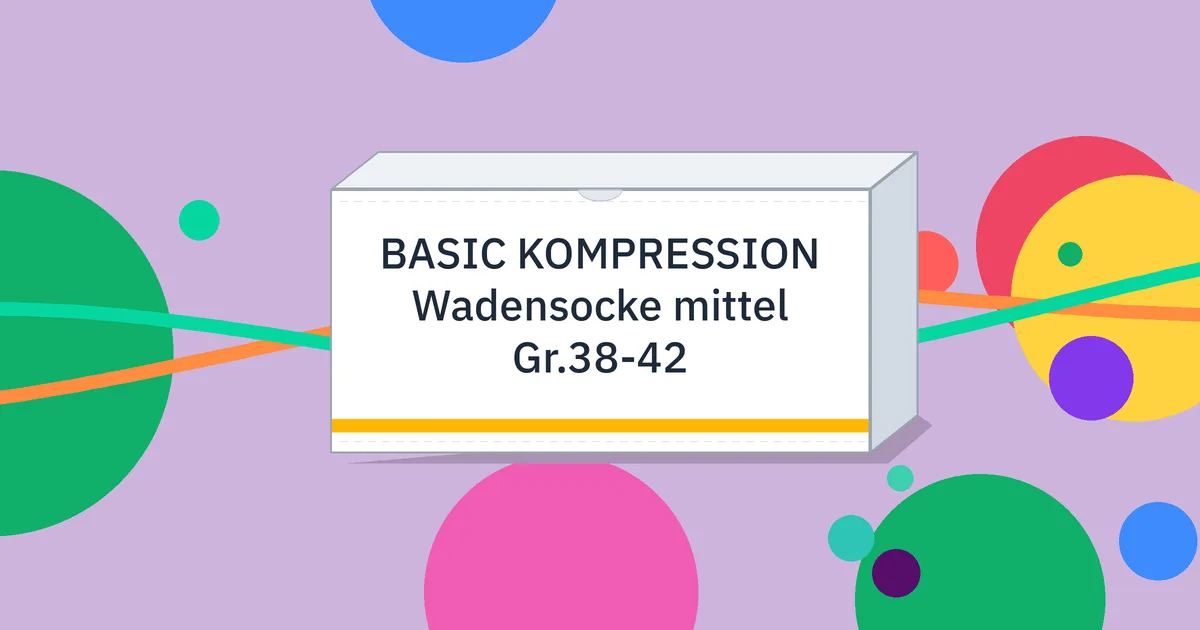 Symbolbild: Packung mit der Aufschrift BASIC KOMPRESSION Wadensocke mittel Gr.38-42 (PZN 15381290) – Verfügbarkeit und Bezug in Apotheken in Frankfurt am Main
