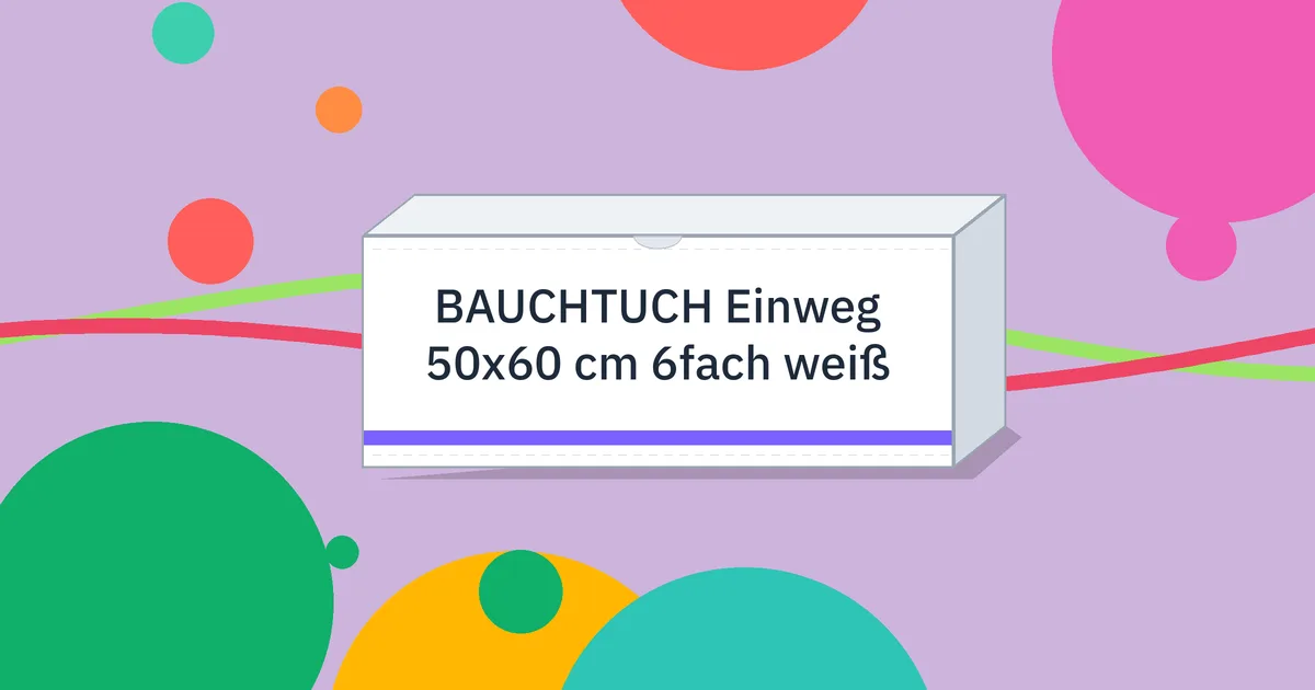 Symbolbild: Packung mit der Aufschrift BAUCHTUCH Einweg 50x60 cm 6fach weiß (PZN 07572171) – Verfügbarkeit und Bezug in Apotheken in Frankfurt am Main