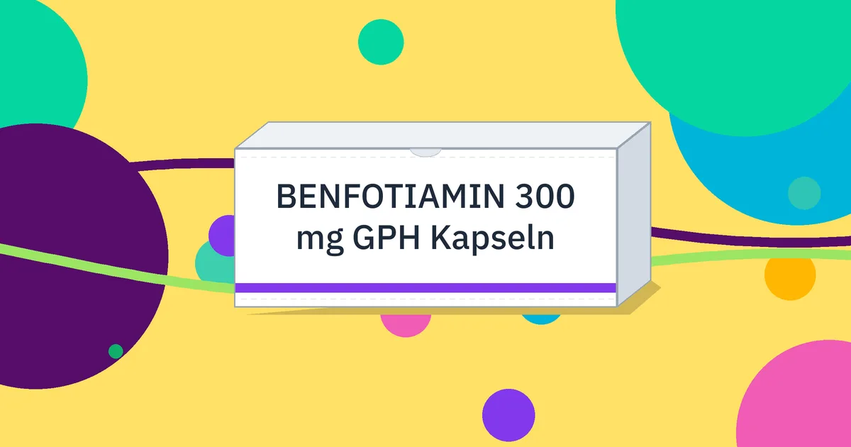 Symbolbild: Packung mit der Aufschrift BENFOTIAMIN 300 mg GPH Kapseln (PZN 11658441) – Verfügbarkeit und Bezug in Apotheken in Frankfurt am Main
