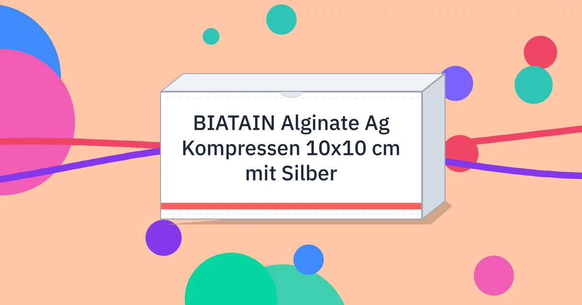 Symbolbild: Packung mit der Aufschrift BIATAIN Alginate Ag Kompressen 10x10 cm mit Silber (PZN 11381399) – Verfügbarkeit und Bezug in Apotheken in Frankfurt am Main