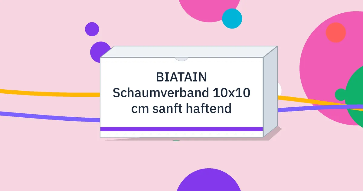 Symbolbild: Packung mit der Aufschrift BIATAIN Schaumverband 10x10 cm sanft haftend (PZN 19480385) – Verfügbarkeit und Bezug in Apotheken in Frankfurt am Main