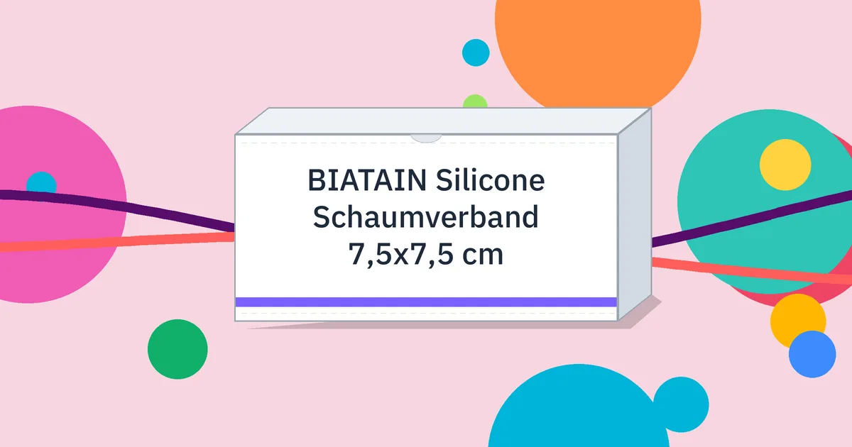 Symbolbild: Packung mit der Aufschrift BIATAIN Silicone Schaumverband 7,5x7,5 cm (PZN 03875348) – Verfügbarkeit und Bezug in Apotheken in Frankfurt am Main