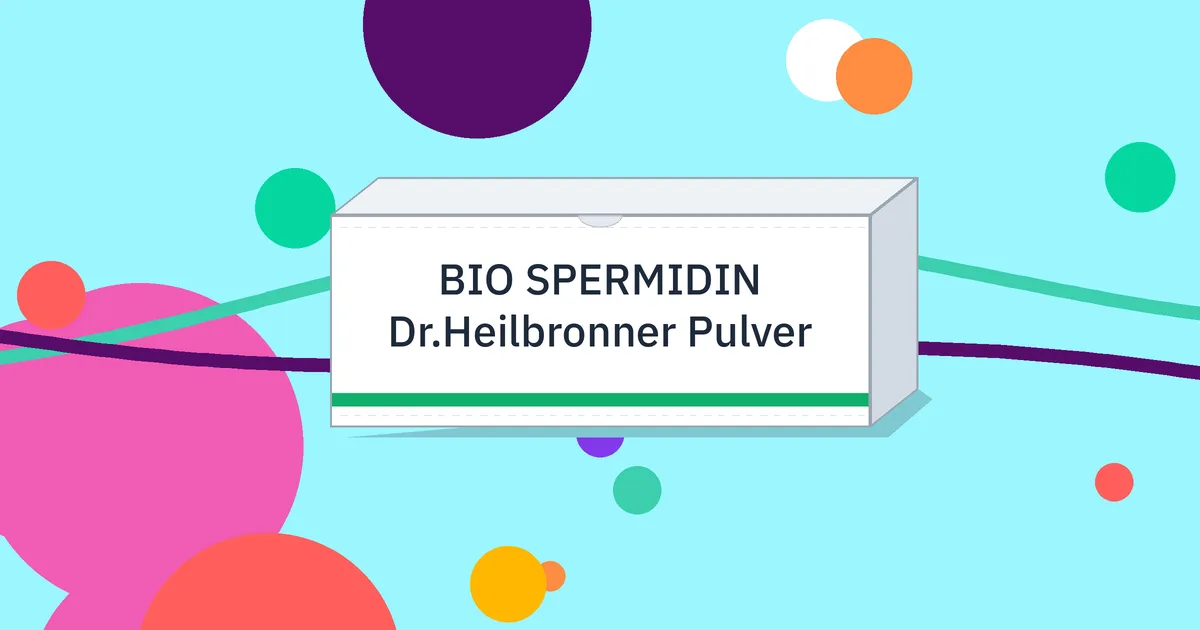 Symbolbild: Packung mit der Aufschrift BIO SPERMIDIN Dr.Heilbronner Pulver (PZN 19772159) – Verfügbarkeit und Bezug in Apotheken in Frankfurt am Main