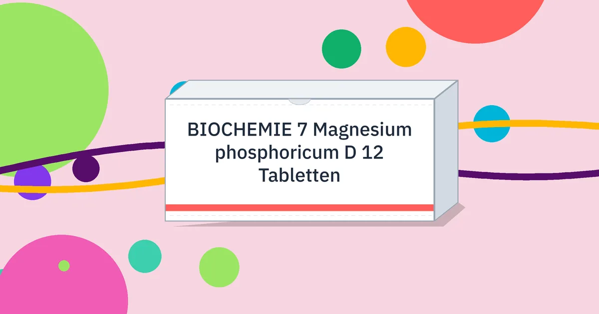 Symbolbild: Packung mit der Aufschrift BIOCHEMIE 7 Magnesium phosphoricum D 12 Tabletten (PZN 05955979) – Verfügbarkeit und Bezug in Apotheken in Frankfurt am Main