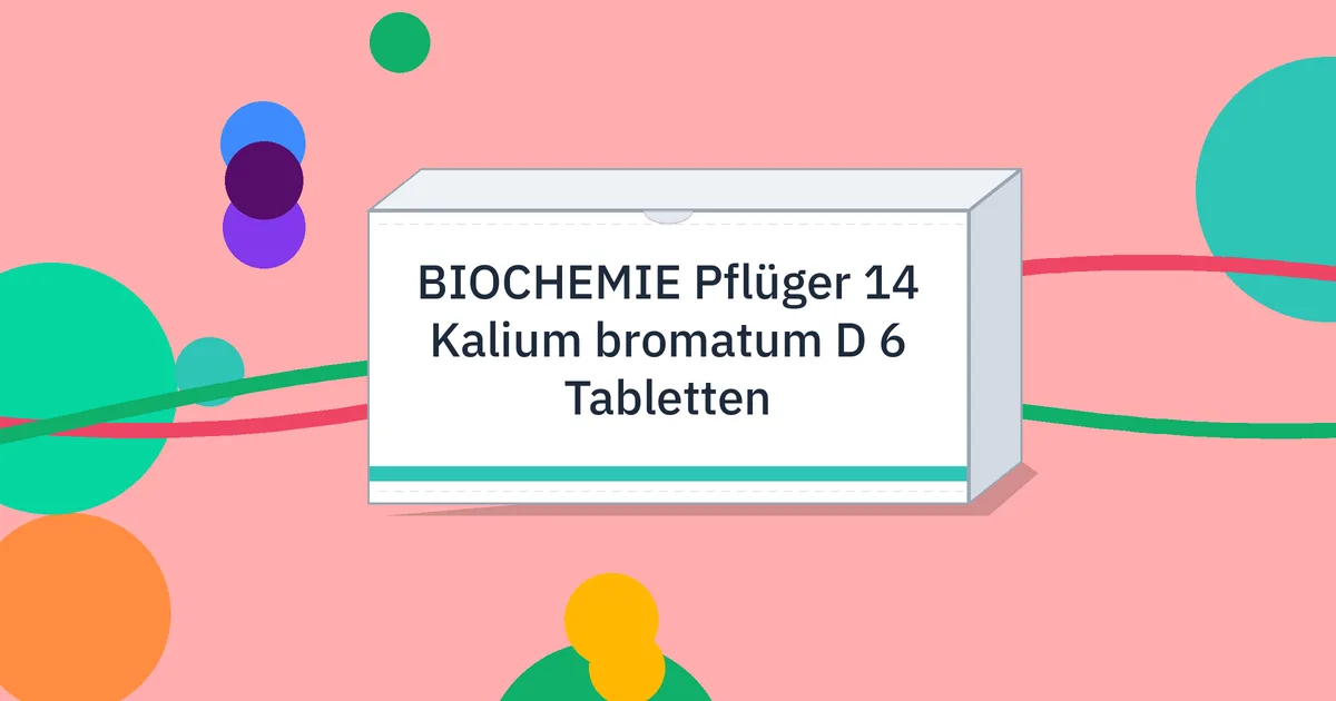 Symbolbild: Packung mit der Aufschrift BIOCHEMIE Pflüger 14 Kalium bromatum D 6 Tabletten (PZN 06321389) – Verfügbarkeit und Bezug in Apotheken in Frankfurt am Main