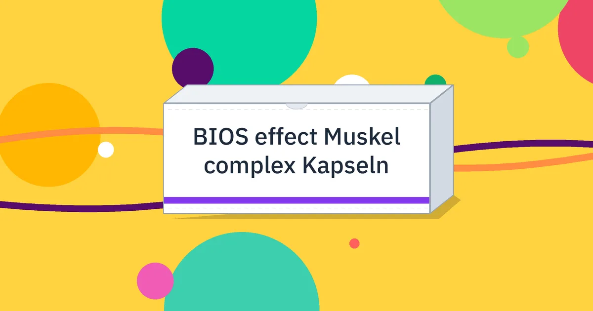 Symbolbild: Packung mit der Aufschrift BIOS effect Muskel complex Kapseln (PZN 10556307) – Verfügbarkeit und Bezug in Apotheken in Frankfurt am Main