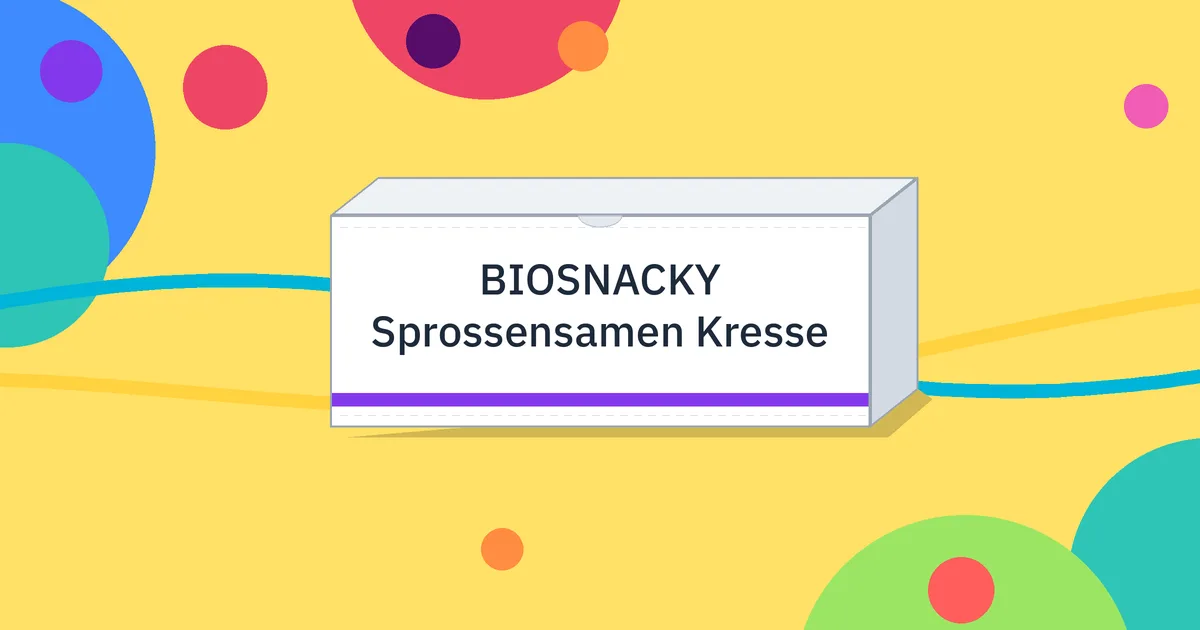 Symbolbild: Packung mit der Aufschrift BIOSNACKY Sprossensamen Kresse (PZN 02285610) – Verfügbarkeit und Bezug in Apotheken in Frankfurt am Main