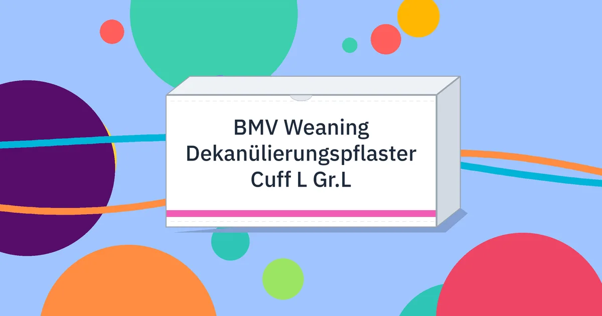 Symbolbild: Packung mit der Aufschrift BMV Weaning Dekanülierungspflaster Cuff L Gr.L (PZN 13888240) – Verfügbarkeit und Bezug in Apotheken in Frankfurt am Main
