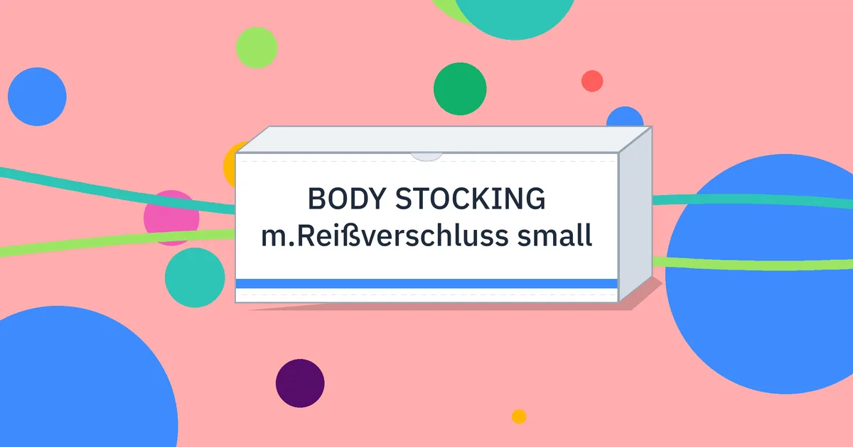 Symbolbild: Packung mit der Aufschrift BODY STOCKING m.Reißverschluss small (PZN 01232563) – Verfügbarkeit und Bezug in Apotheken in Frankfurt am Main