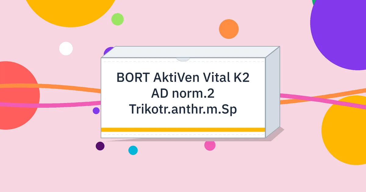 Symbolbild: Packung mit der Aufschrift BORT AktiVen Vital K2 AD norm.2 Trikotr.anthr.m.Sp (PZN 13728482) – Verfügbarkeit und Bezug in Apotheken in Frankfurt am Main