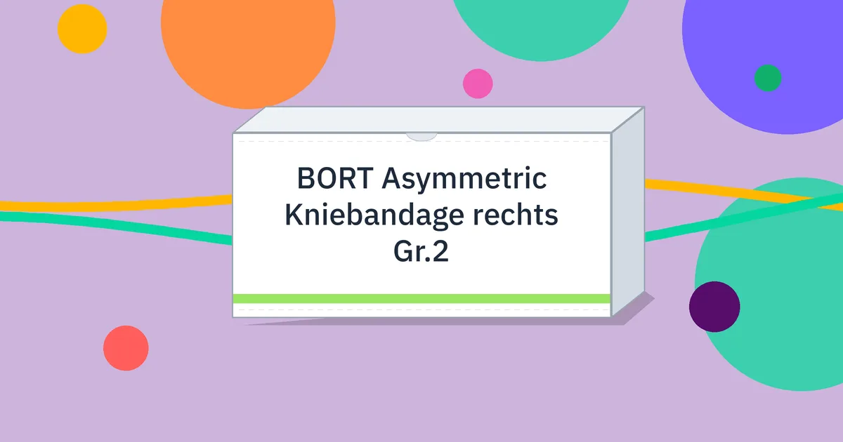 Symbolbild: Packung mit der Aufschrift BORT Asymmetric Kniebandage rechts Gr.2 (PZN 16843491) – Verfügbarkeit und Bezug in Apotheken in Frankfurt am Main