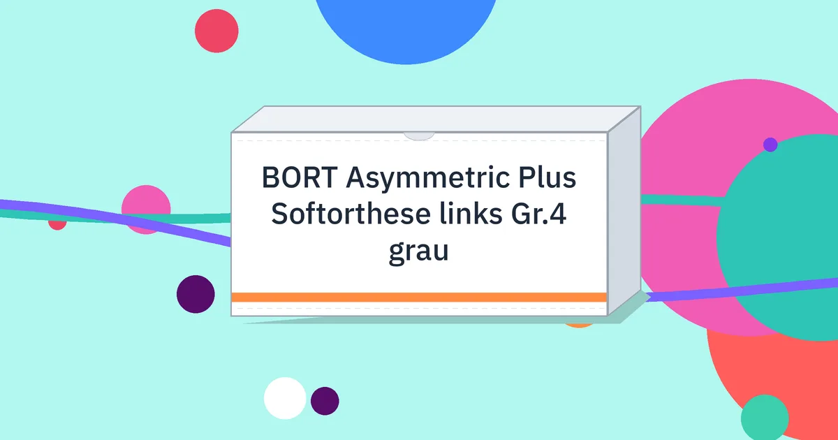 Symbolbild: Packung mit der Aufschrift BORT Asymmetric Plus Softorthese links Gr.4 grau (PZN 20105468) – Verfügbarkeit und Bezug in Apotheken in Frankfurt am Main