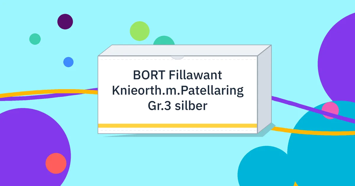 Symbolbild: Packung mit der Aufschrift BORT Fillawant Knieorth.m.Patellaring Gr.3 silber (PZN 16843628) – Verfügbarkeit und Bezug in Apotheken in Frankfurt am Main