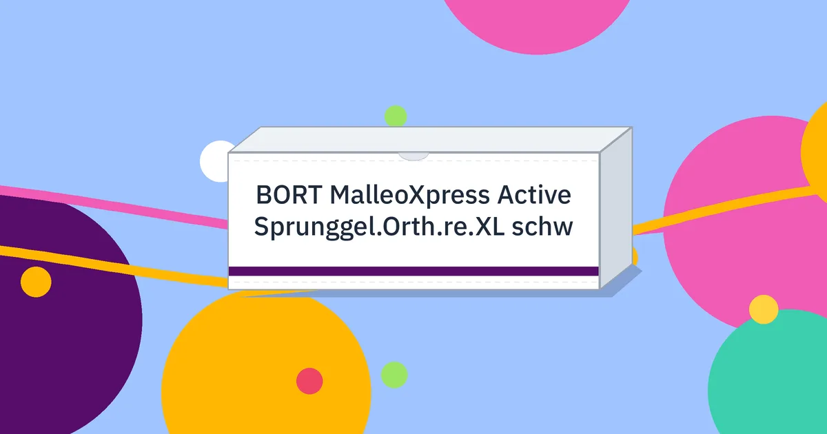 Symbolbild: Packung mit der Aufschrift BORT MalleoXpress Active Sprunggel.Orth.re.XL schw (PZN 12574083) – Verfügbarkeit und Bezug in Apotheken in Frankfurt am Main